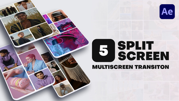 Vertical Multiscreen Transition - 5 Split Screen, After Effects Project Files